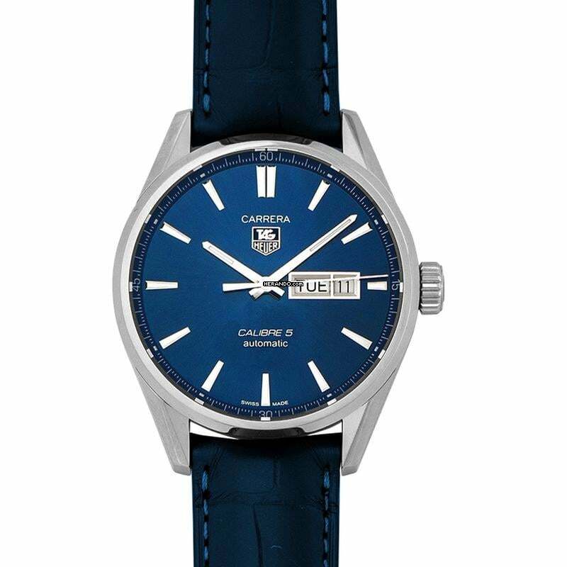 Herando - TAG Heuer Carrera Calibre 5 WAR201E.FC6292 - Carrera Calibre 5 Day-Date Automatic Blue ...
